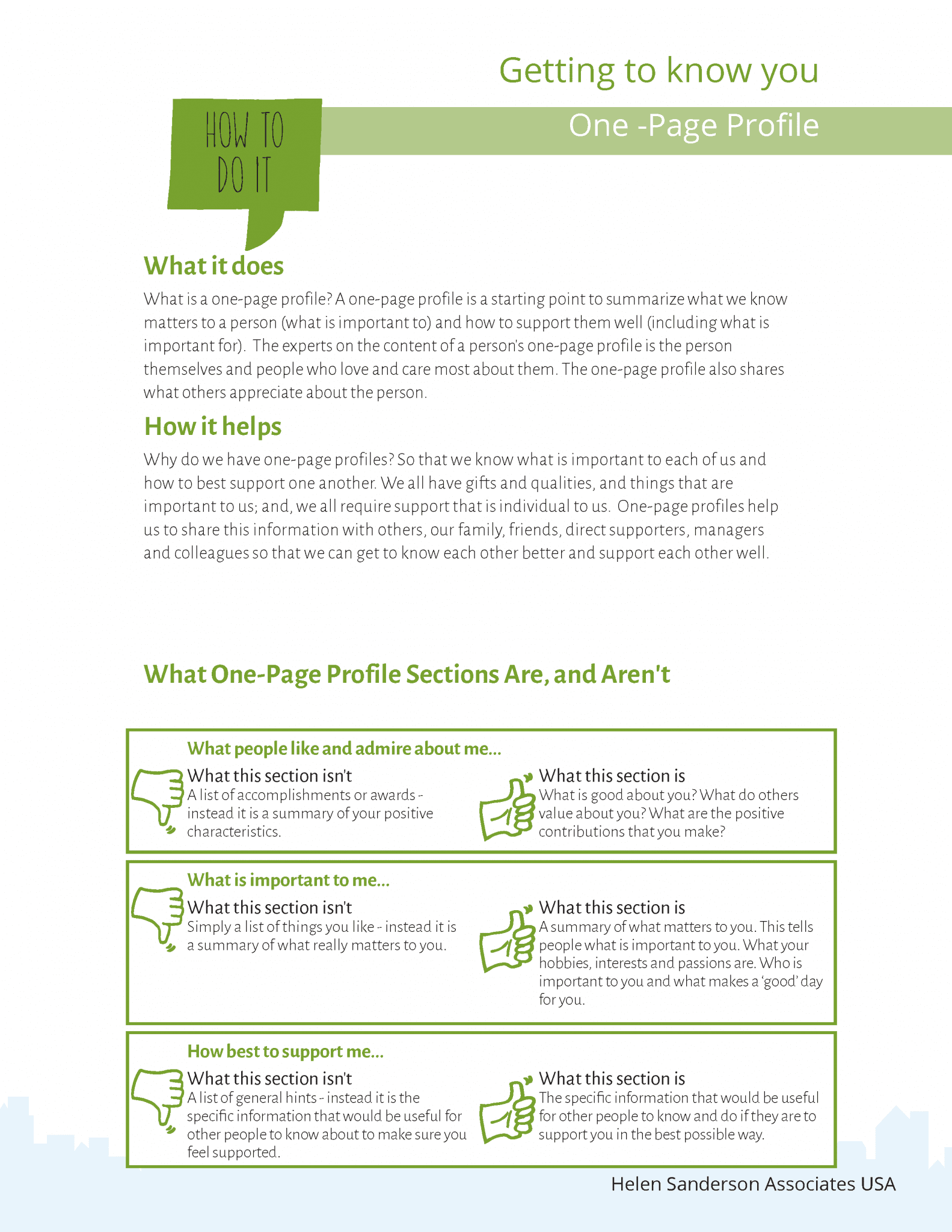 Getting started with a one-page profile - Helen Sanderson Associates